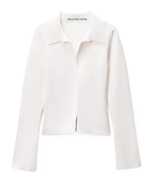 Alexander Wang Polo-collar Long-sleeve Blouse - White