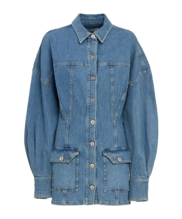 Attico Denim Mini Dress With Button Closure
