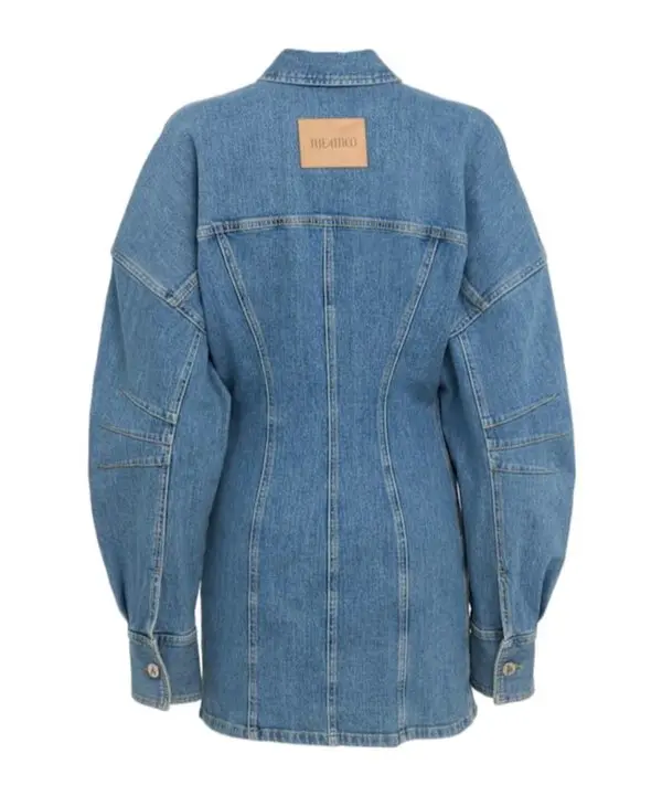 Attico Denim Mini Dress With Button Closure