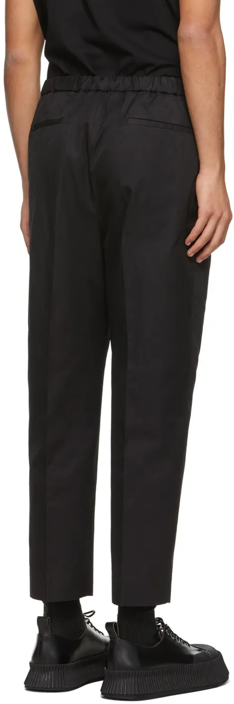 JIL SANDER Gabardine Elasticated Waist Trousers - Black