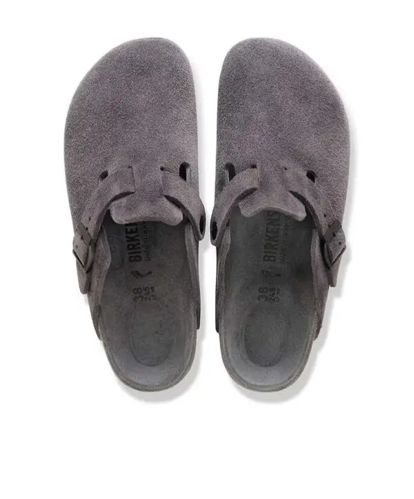 BIRKENSTOCK Boston Suede Clogs - Black