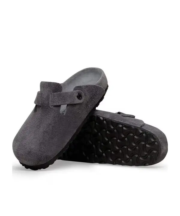 BIRKENSTOCK Boston Suede Clogs - Black