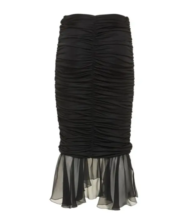 Blumarine Jersey Chiffon Draped Midi Skirt