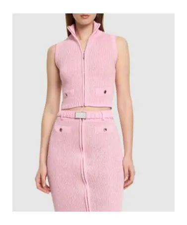 Alessandra Rich Sequin Knit Zip Vest