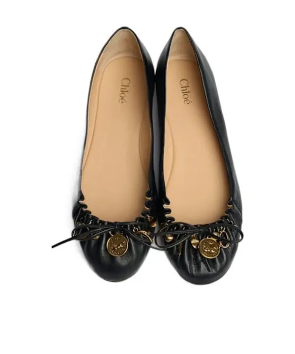 Chloé Leather Ballerina Flats With Bow Detailing