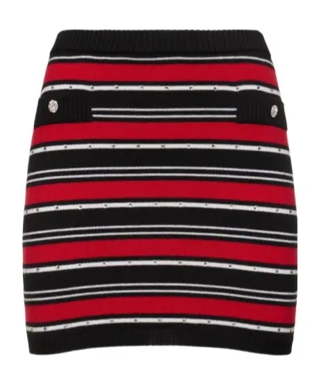 Alessandra Rich Striped Knitted Mini Skirt
