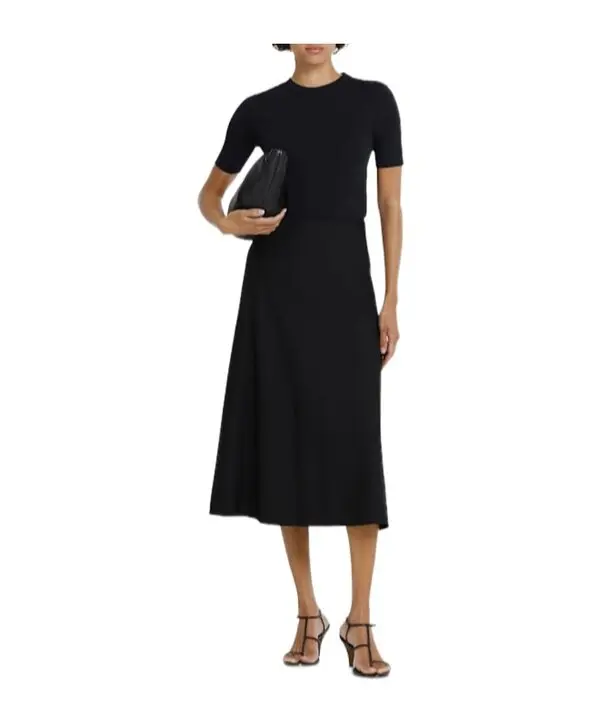 Brunello Cucinelli Wool Blend Midi Skirt - Black