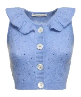 Alessandra Rich Knitted Cardigan With Crystal Embellishments