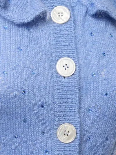 Alessandra Rich Knitted Cardigan With Crystal Embellishments