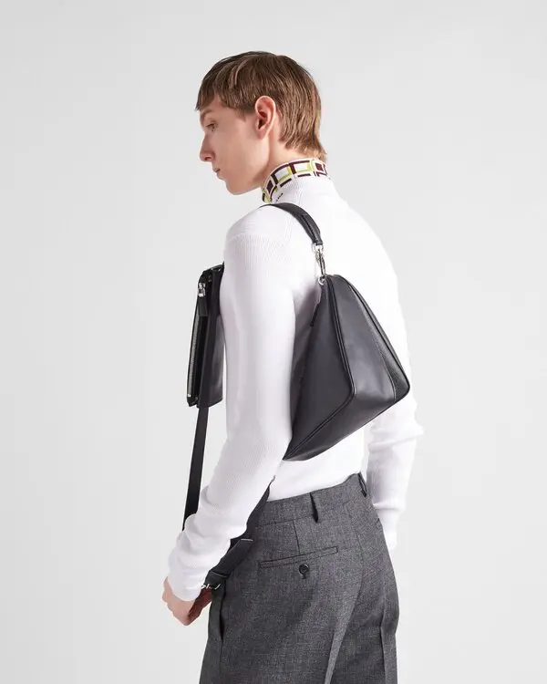 Prada Saffiano Leather And Leather Shoulder Bag