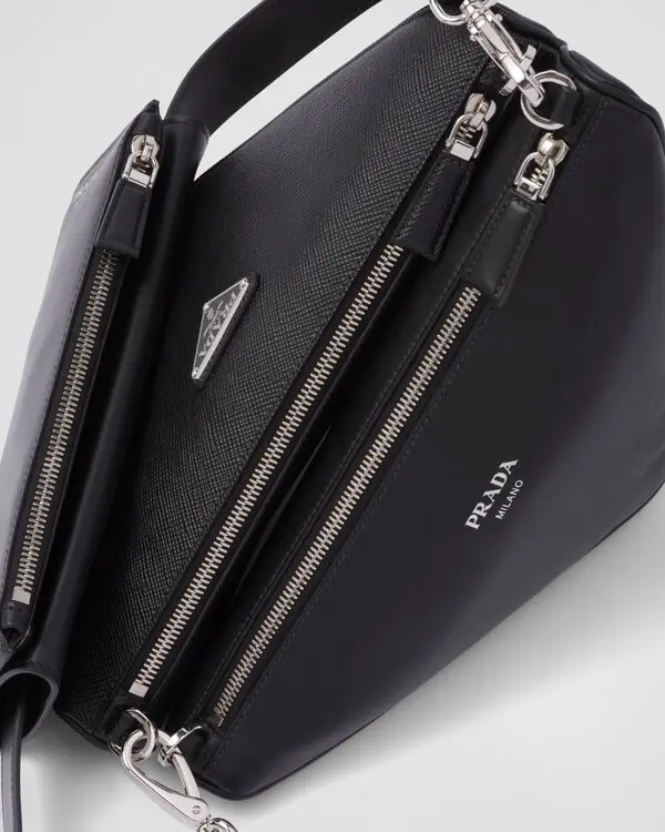 Prada Saffiano Leather And Leather Shoulder Bag