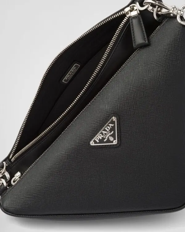 Prada Saffiano Leather And Leather Shoulder Bag