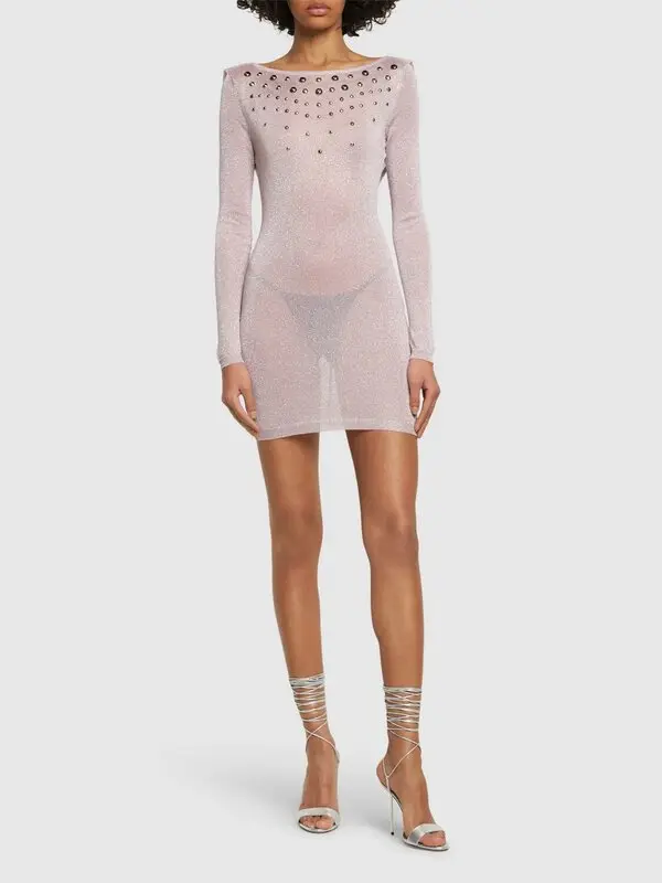 Alessandra Rich Embellished Knit Mini Dress