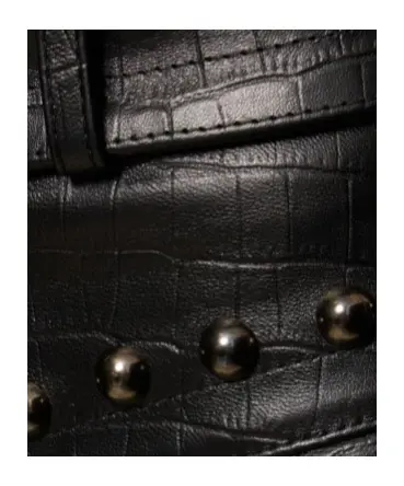Alessandra Rich Belted Croc-embossed Leather Trousers