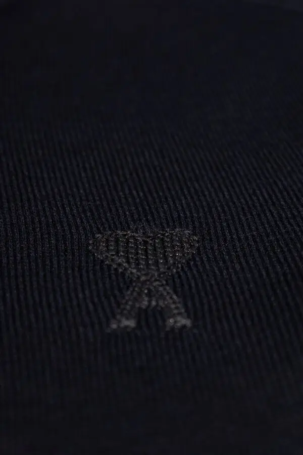 AMI Paris Logo Embroidered Knitted Jumper - Black