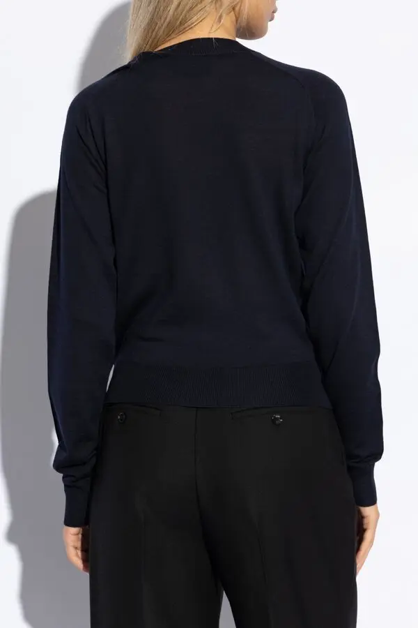 AMI Paris Logo Embroidered Knitted Jumper - Black