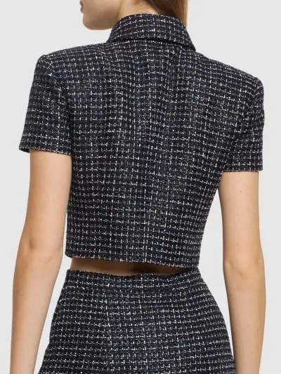 Alessandra Rich Tweed Jacket With Bow Detail And Sequins