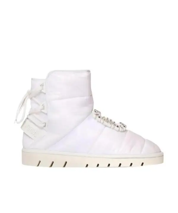 ROGER VIVIER Padded Lace-up Boots With Crystal Buckle Detail