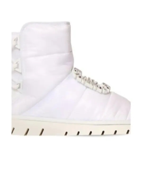 ROGER VIVIER Padded Lace-up Boots With Crystal Buckle Detail