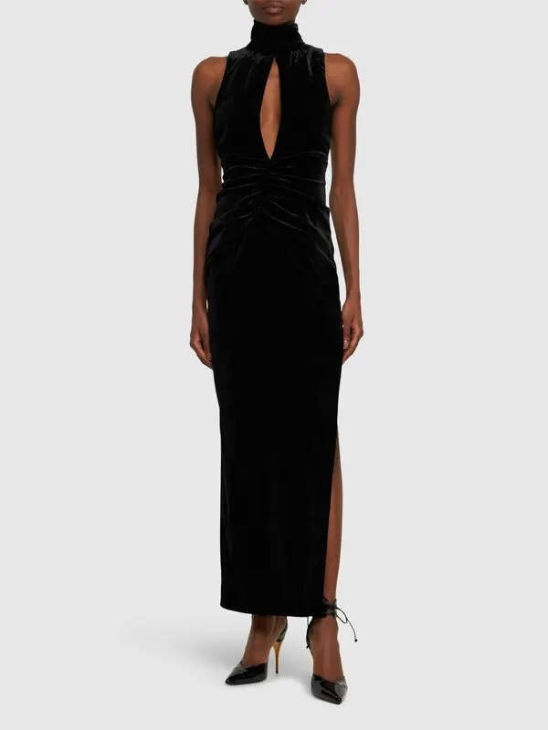 Alessandra Rich High-neck Cut-out Maxi Dress