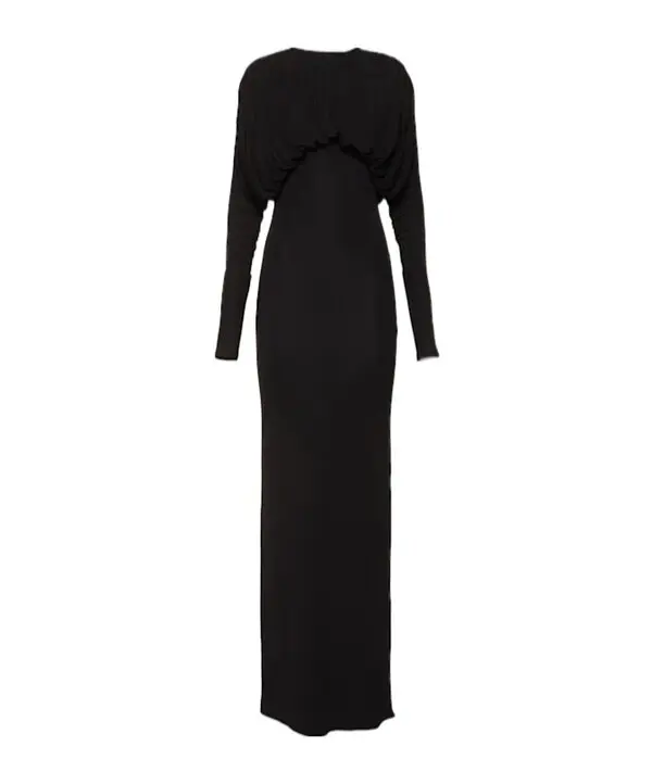 16Arlington Long Sleeve Maxi Dress With Button Fastening And Back Slits