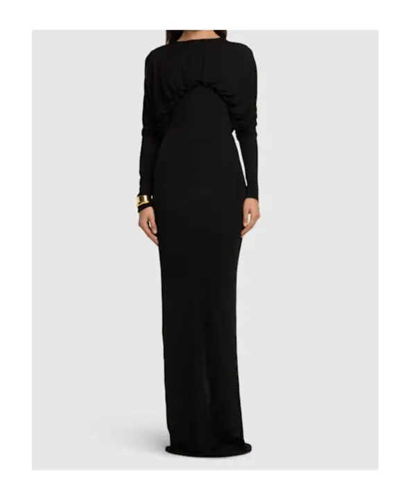 16Arlington Long Sleeve Maxi Dress With Button Fastening And Back Slits