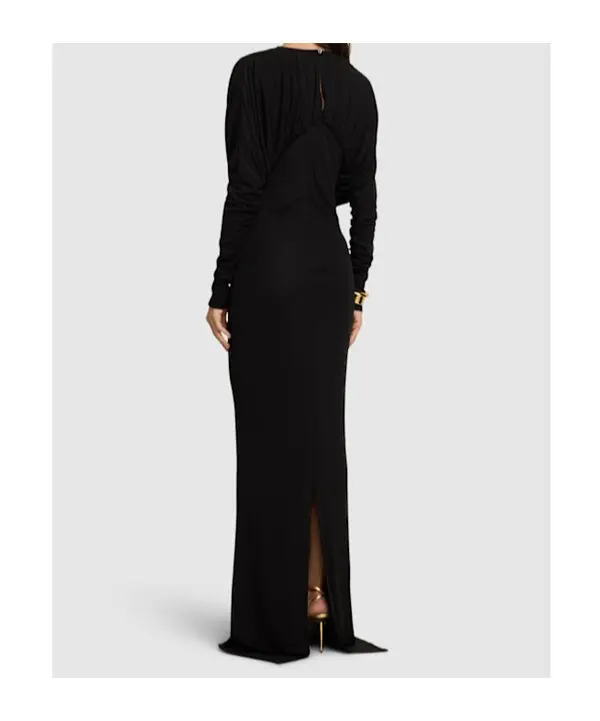 16Arlington Long Sleeve Maxi Dress With Button Fastening And Back Slits