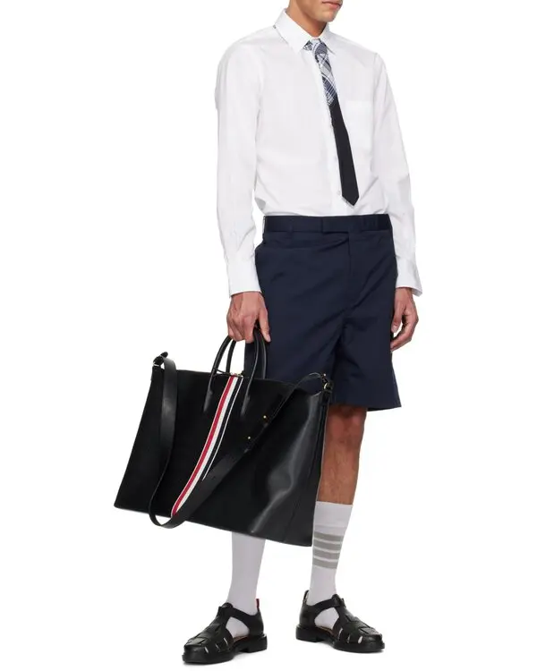 Thom Browne Pressed Crease Chino Shorts With Buckled Detail