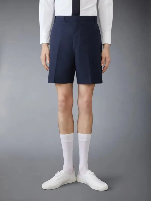Thom Browne Pressed Crease Chino Shorts With Buckled Detail