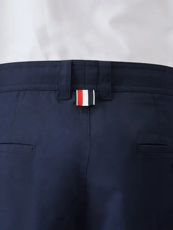 Thom Browne Pressed Crease Chino Shorts With Buckled Detail