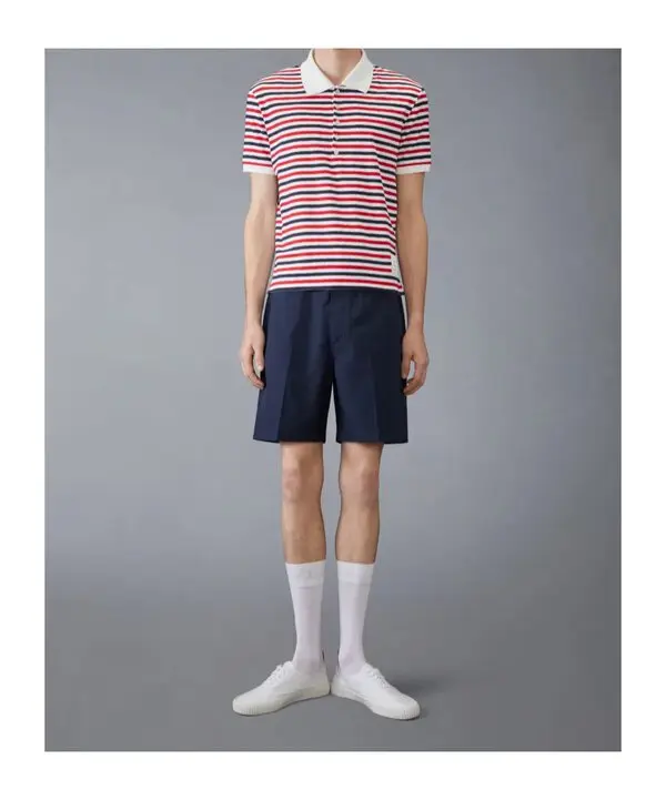 Thom Browne Pressed Crease Chino Shorts With Buckled Detail