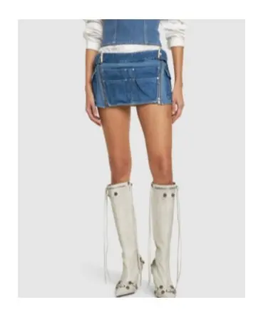 DION LEE Belt-loop Denim Skirt