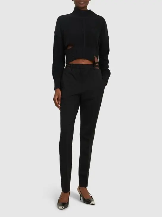 DION LEE Tailored Stretch Wool Straight Leg Trousers