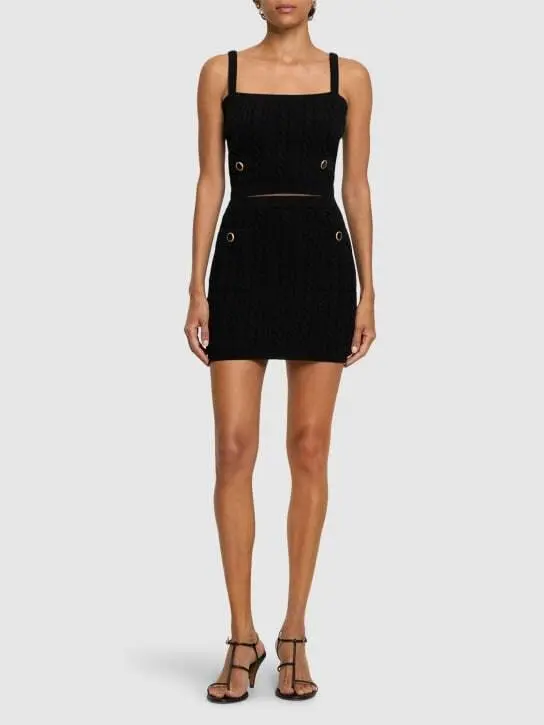 Alessandra Rich Knitted Sling Top With Gold Tone Embellishments