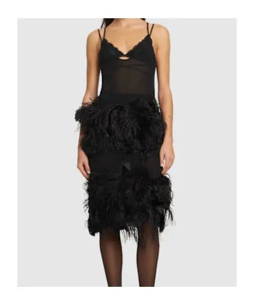 Attico Feather Embellished Slip Dress