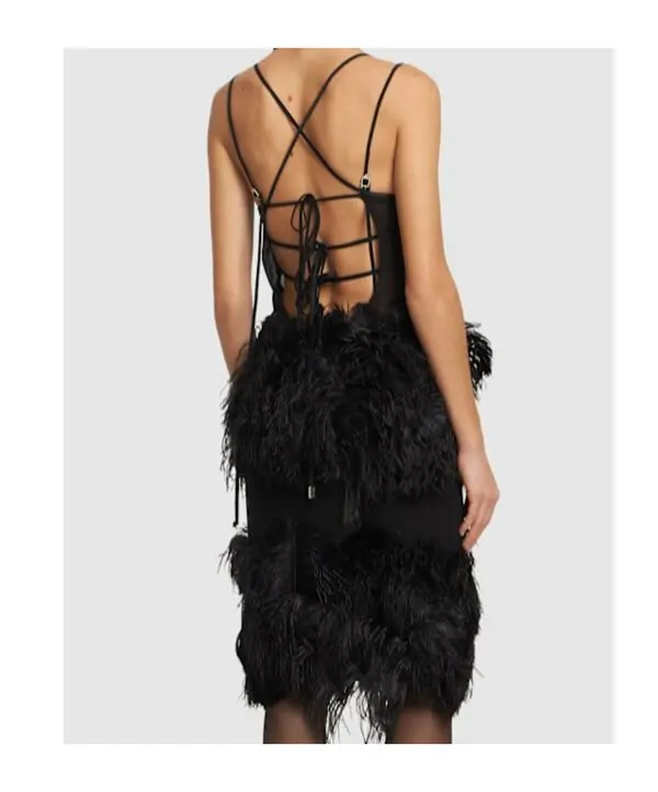 Attico Feather Embellished Slip Dress