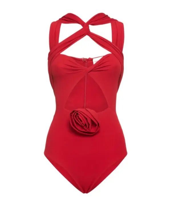 Magda Butrym Jersey Cutout Flower Bodysuit