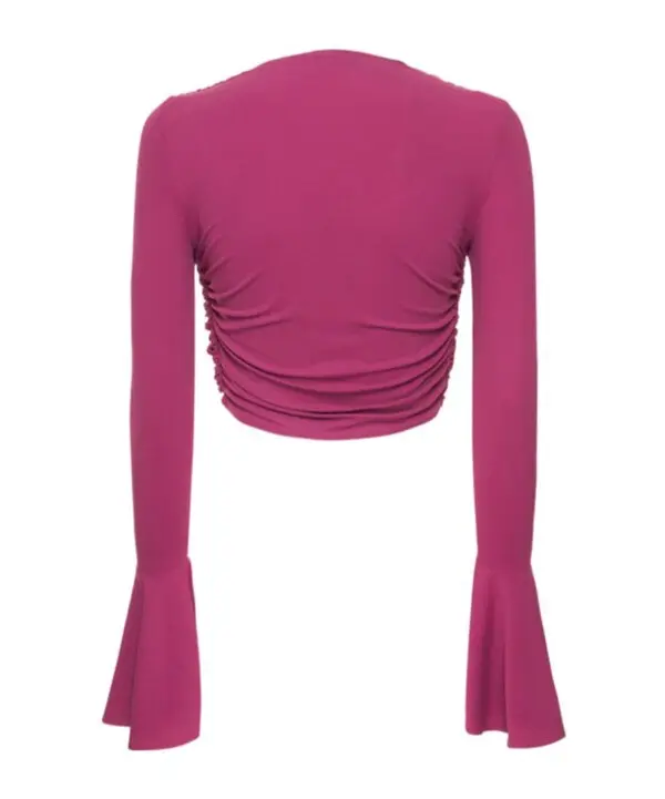 Magda Butrym Draped Jersey Long Sleeve Top With Flower Appliqués