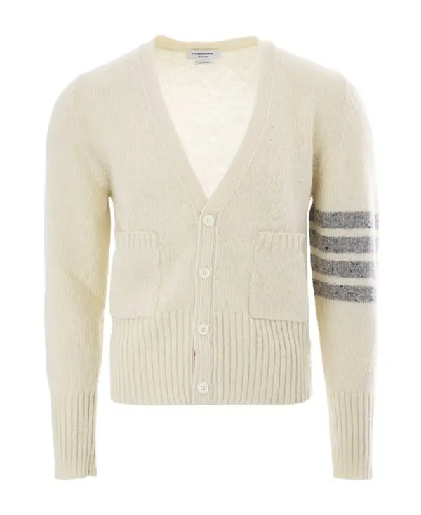 Thom Browne 4-bar Stripe Button-front V-neck Cardigan