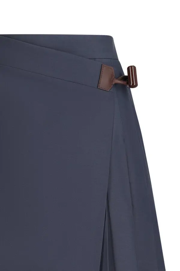 Loewe Pleated Mini Skirt In Cotton Blend - Navy Blue