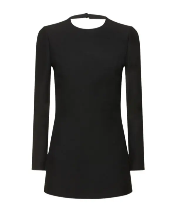 Valentino Garavani Wool Silk Crepe Couture Mini Jumpsuit - Black