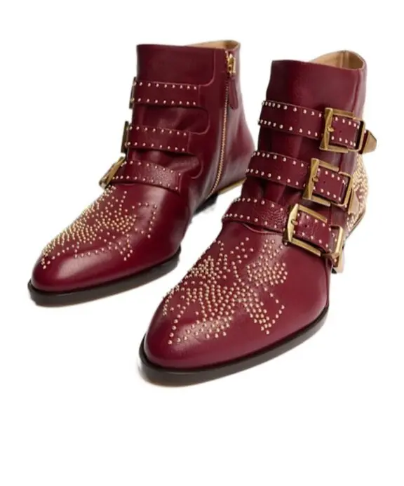 Chloé Susan Leather Ankle Boots With Stud Embellishments