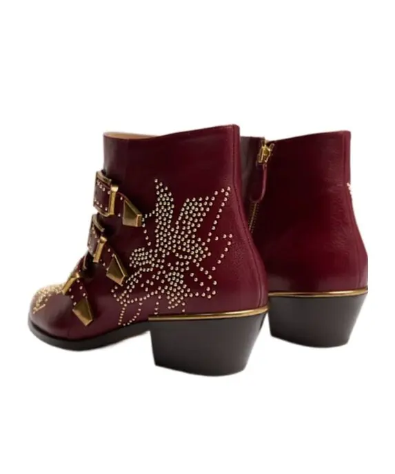 Chloé Susan Leather Ankle Boots With Stud Embellishments