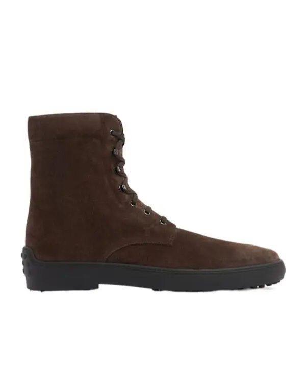 TOD'S Suede Lace-up Boots With Rubber Sole