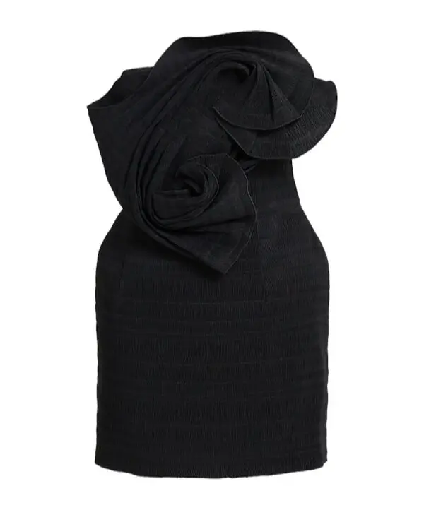 Magda Butrym Strapless Mini Dress With Rose Embellishment - Black