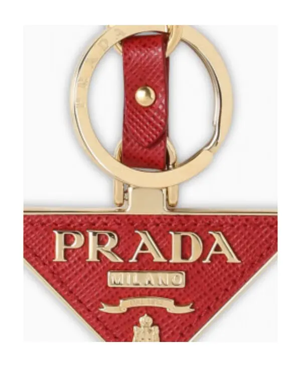 Prada Triangle Logo Keyring - Red