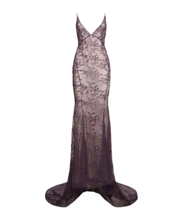 Attico Embroidered Lace Gown