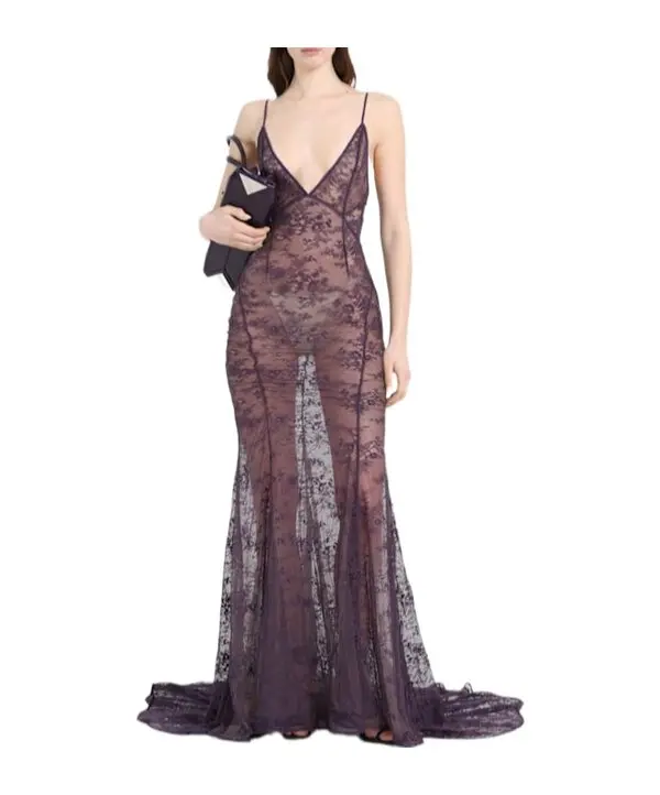 Attico Embroidered Lace Gown