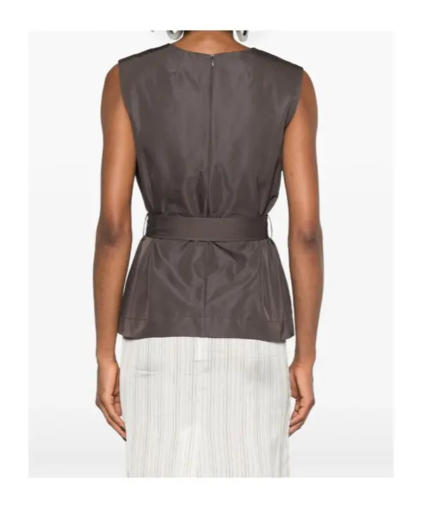 P.a.r.o.s.h Sleeveless Belted Top With Chest Pockets - Black