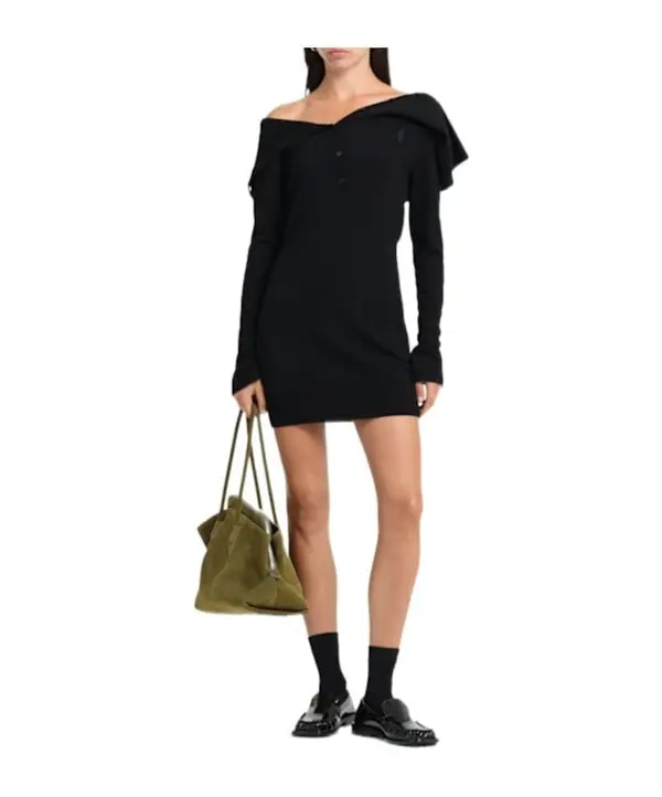 Attico Virgin Wool Blend Buttoned Mini Dress
